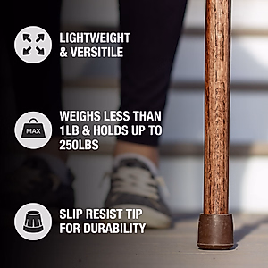 Brazos Trekking Pole Hiking Stick for Men and Women Handcrafted of Lightweight Wood and made in the USA, Red Oak, 55 Inches