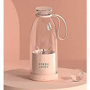 Fresh Juice Bottle Blender Plus,Personal Blender for Smoothies, Juices and Protein Shakes On the go,Smoothie Mini Blender for Home, Travel, Office, Gym,500ml, USB Rechargeable, Quiet, BPA Free (Pink)