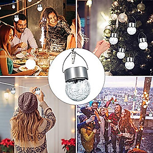 SUNWIND Hanging Solar Ball Lights Outdoor - 8 Pack Cracked Glass Decorative Garden Lights Waterproof Solar Lanterns for Yard, Patio, Fence, Tree, or Holiday Decoration(White)