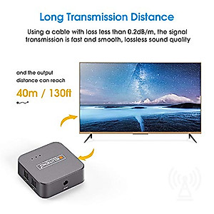 ELUTENG 1X3 Toslink SPDIF Digital Optical Audio Splitter, 3-Way Signal Amplifier with Optical Audio Cable Support LPCM2.0/DTS/Dolby Digital for TV,Home Theater,Sound bar, PS4,Blu-ray,Xbox