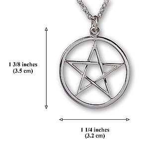 Pentacle Pentagram Polished Silver Finish Medieval Renaissance Pendant Necklace
