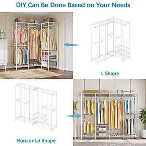 VIPEK V40 Wire Garment Rack Heavy Duty Clothes Rack for Hanging Clothes, Multi-Functional Bedroom Clothing Rack Freestanding Closet Wardrobe Rack, 76" L x 15.7" W x 76.4" H, Max Load 1110lbs, White