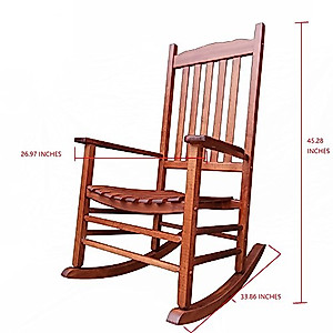 Rocking Rocker - A001NT Natural Wood Porch Rocker/Rocking Chair - Easy to Assemble - Comfortable Size - Outdoor or Indoor Use