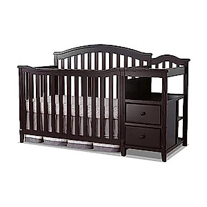 SORELLE FURNITURE Berkley Crib and Changer with Slat Panel Back Classic -in- Convertible Diaper Changing Table Non-Toxic Finish Wooden Baby Bed Toddler Childs Daybed Full-Size Nursery - Espresso