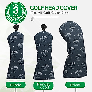 VIXYN Golf Club Cover and Blade Putter Cover Bundle Set - 4 Pack Golf Club Covers for Driver, Woods, Hybrid, and Blade Putter (Palm Springs)