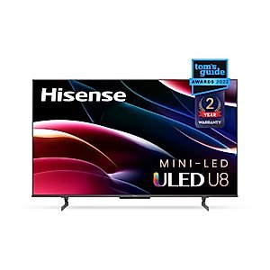 Hisense U8H QLED Series Quantum 4K ULED Mini-LED 55-Inch Class Google Smart TV with Alexa Compatibility, Quantum Dot, 1500-nit HDR10+, and Dolby Vision (55U8H, 2022 Model)