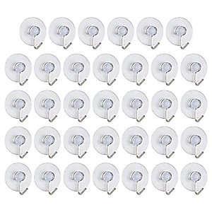 uxcell 34pcs Suction Cup Hooks 1 Inch Diameter Wall Hooks Hangers Removable Kitchen Bathroom Wall Vacuum Holder for Smooth Tile Glass