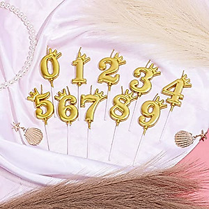 2.36in Birthday Number Candle, 3D Candle Cake Topper with Crown Cake Numeral Candles Gold Number Candles for Birthday Anniversary Parties (2)