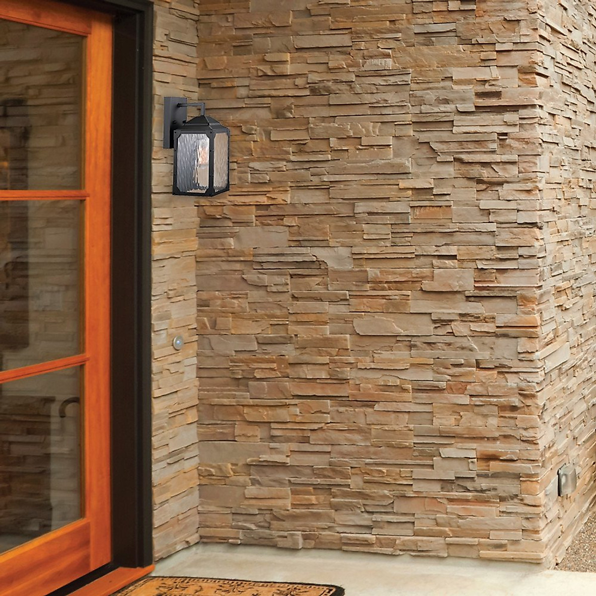 Miller 13" 1-Light Outdoor Wall Sconce, Black Finish, Clear Watered Glass Shade,44192