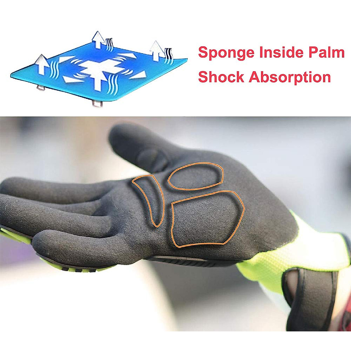 Nmsafety Anti Vibration Oil-proof Cut Resistant Safety Work Glove,Full finger,Yellow Nylon+HPPE+Glassfirbe Seamless Knitted Liner With Sandy Nitrile Rubber Palm,Excellent Grip. (Large)