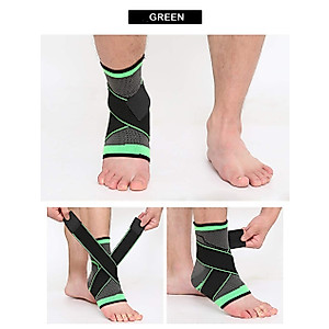 ZEERKEER Ankle Brace for Women & Men(1 Pair), Adjustable Compression Ankle Braces Breathable Ankle Support Brace, Super Elastic and Comfortable for Arthritis, Sports Injuries and Recovery (L)