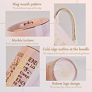 Best Friends, Friendship Gifts for Women Birthday Gifts for Women Perfect Birthday Gifts Ideas for Her, Friends Female, Sister, Besties, BFF Ceramic Marble Coffee Mug Gifts Box Printed Gold 14oz Pink