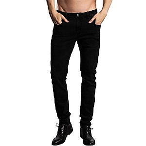 ZLZ Slim Fit Jeans, Men's Younger-Looking Fashionable Colorful Comfy Stretch Skinny Fit Denim Jeans, Black Jeans Pants for Men Size 32
