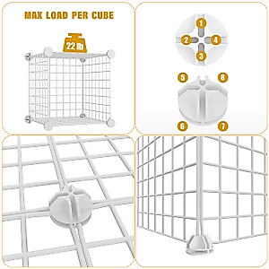 BASTUO Wire Cube Storage, Multipurpose Metal Cube Storage Organizer, Square Wire Storage Cubes (6 Cubes, White)