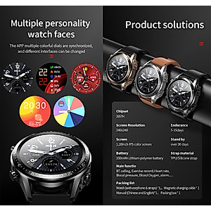 Tuanzi JM03 2 in 1 Smart Watch with Earbuds 1.28" Smartwatch TWS HiFi Stereo Wireless Headset Combo Bluetooth Phone Call for Android iOS(Black)