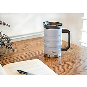 MIRA Vacuum Insulated Coffee Mug with Handle, 14oz Stainless Steel Tea Coffee Travel Mug, Double Wall Reusable thermal Coffee Cup with Lid, Admiral Blue