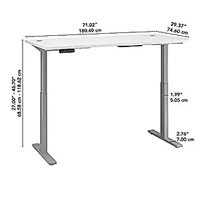 Bush Business Furniture Move 60 Series Height Adjustable Standing Desk, 72W x 30D, White with Cool Gray Metallic Base