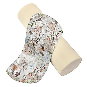 xigua Leaf Bird Neck Roll Pillow for Neck Relief with Removable Washable Cover - Memory Foam Round Cylinder Bolster, Ergonomically Designed for Head, Neck, Back, and Legs