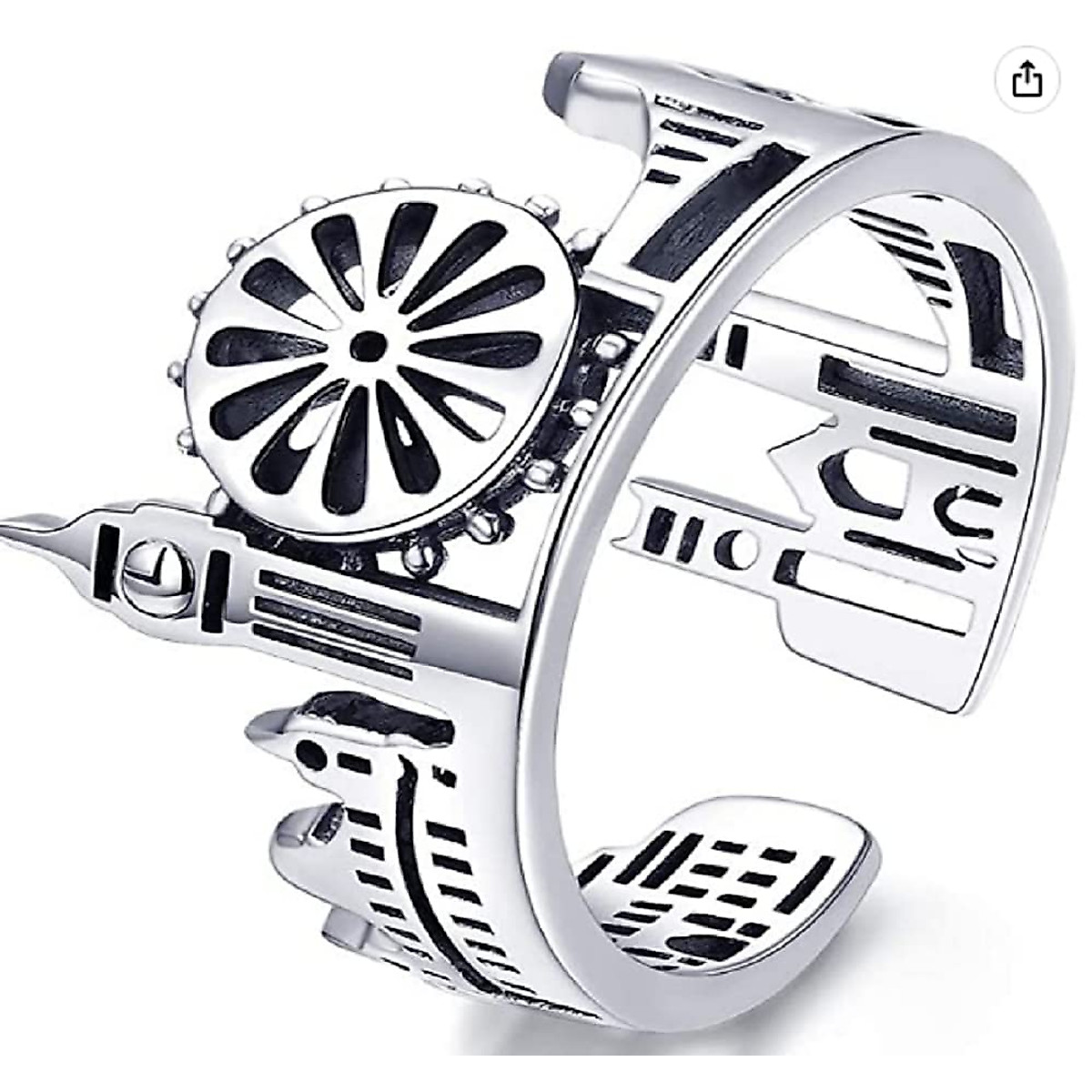 HUKQBUNX 925 Sterling Silver Exquisite Unique City Castle Sky City Punk Art Geometric Gear Crown Ring Lady Fresh Ring Opening Adjustment