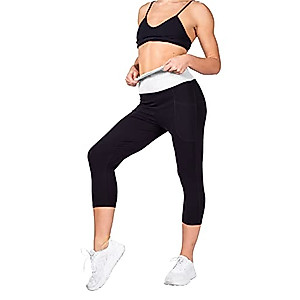 Blis Workout Leggings for Women Fold Over Maternity Leggings Yoga Pants for Women Capri Length 3 Packs Available Black/White Small