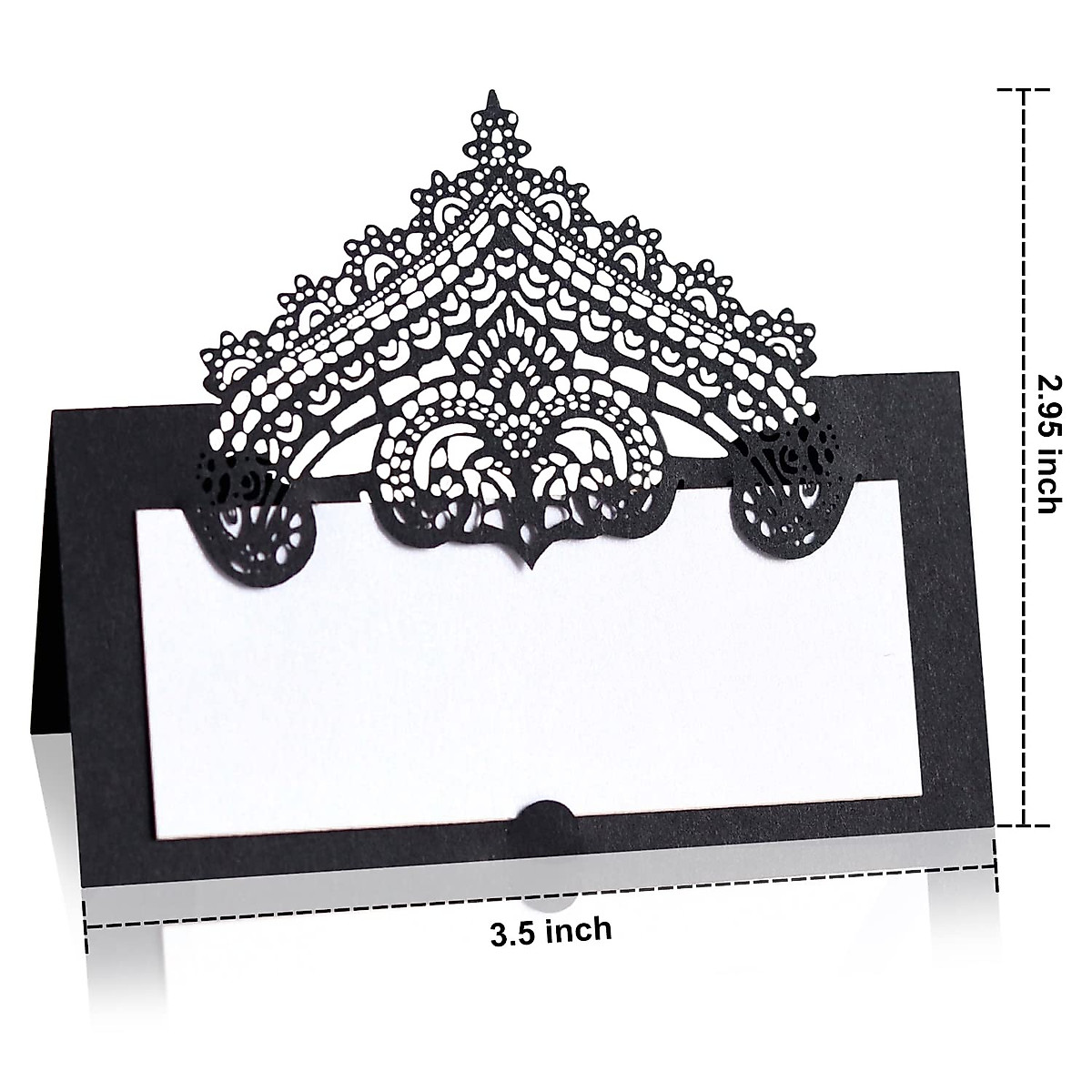 50 Pcs Laser Cut Wedding Place Cards Tented Name Card Folded Cards Blank Cardstock for Wedding, Banquet tables,Table Setting, Buffet, Baby Shower, Bridal Shower (Black)