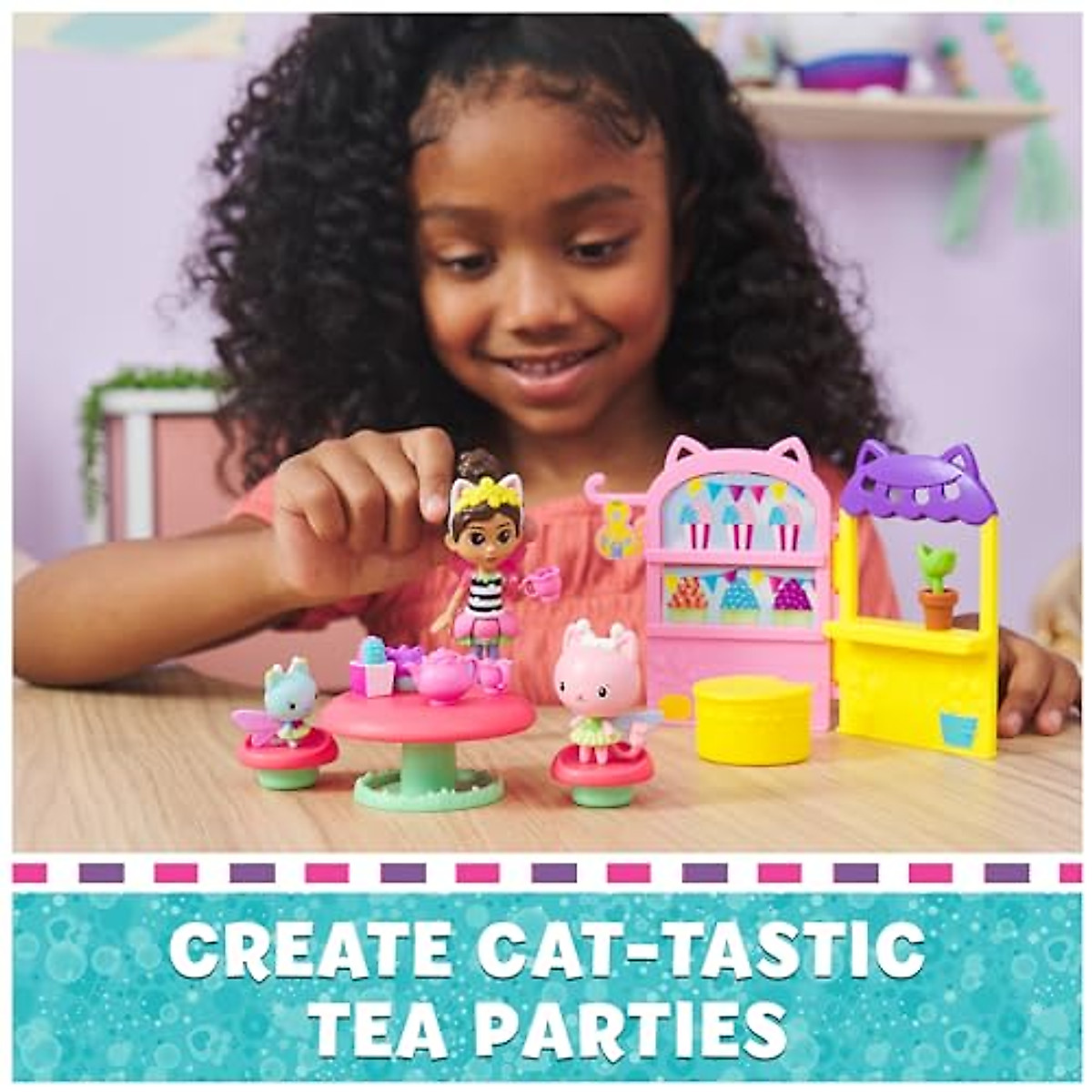 Gabby’s Dollhouse, Kitty Fairy Garden Party, 18-Piece Playset with 3 Toy Figures, Surprise Toys & Dollhouse Accessories, Kids Toys for Girls & Boys 3+