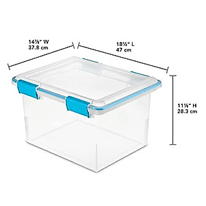Sterilite 32 Quart Clear Plastic Stacking Storage Container Box with Latching Lid (4 Pack)