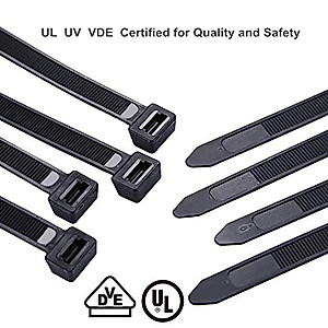 60 Piece Multi-Purpose Ultra Heavy Duty UV Cable Ties,11.8 Inch Width 0.51 Inch, 250 lbs Tensile Strength,Black