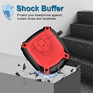 for Bose QuietComfort Earbuds II Case (2022) / NEW QuietComfort Ultra Earbuds Case (2023), Shockproof Protective Safety Lock Case for QuietComfort Earbuds 2/QuietComfort Ultra Earbuds Accessories -Red
