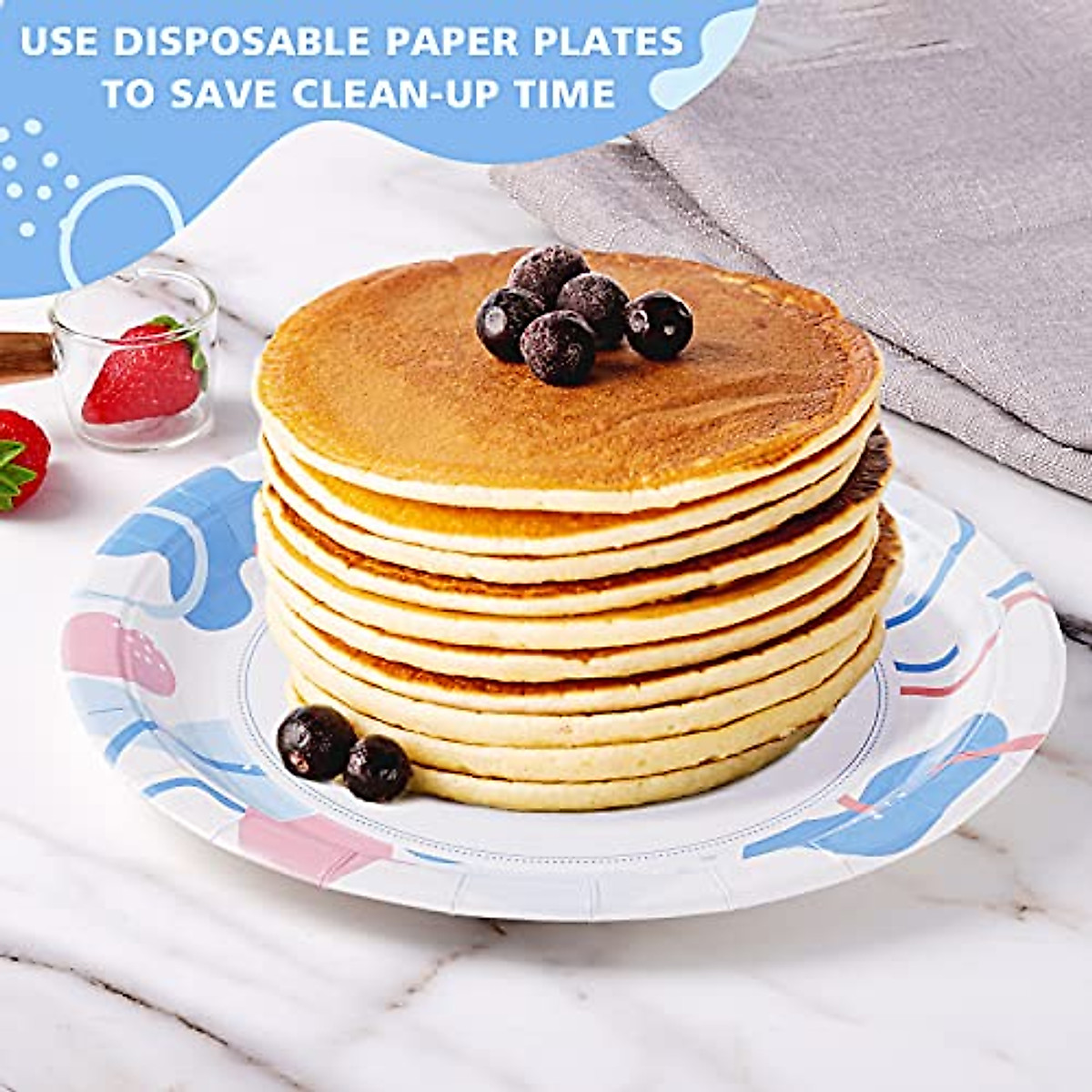 Tyzarglef 150 Count Paper Plates 9 inch Bulk Printed Disposable Dinner Plates Heavy Duty Soak-proof for Everyday Use and All Occasions