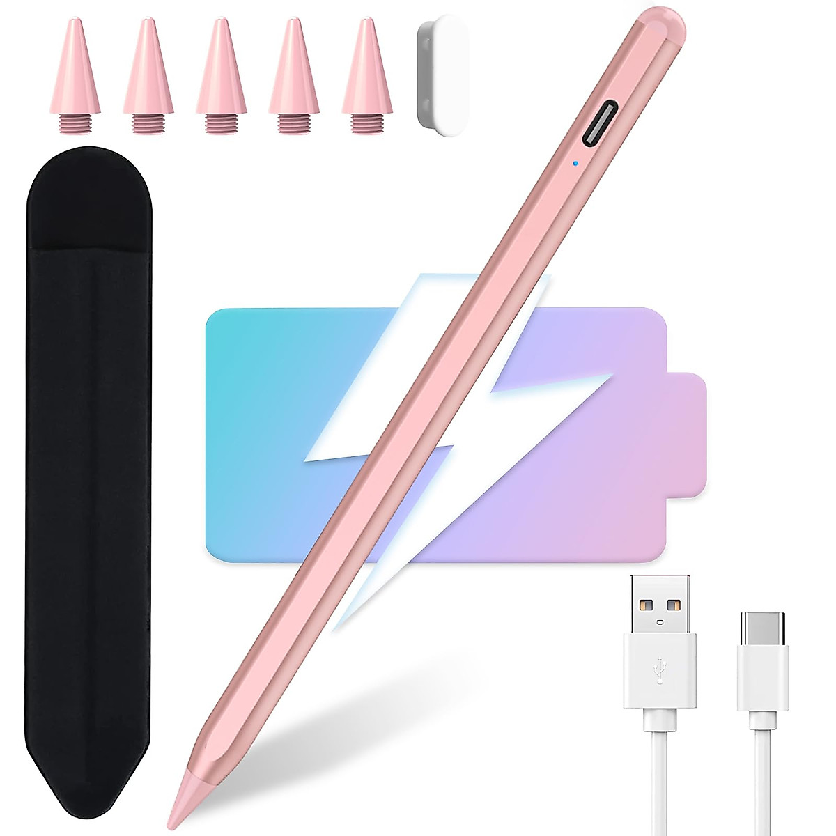 GGH Keyboard Case for iPad 9th Generation and Apple Pencil,Stylus Pen for iPad(2018-2023) 15mins Fast Charge,Palm Rejection iPad Pencil,10 Color Backlit Bluetooth Keyboard Case with Pencil Holder