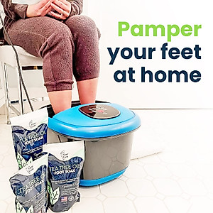 Tea Tree Oil Foot Soak with Epsom Salt - For Toenail Repair, Athletes Foot, Softens Calluses, Soothes Sore & Tired Feet, Nail Discoloration, odor Scent, Spa Pedicure Care - Made in USA 16 oz