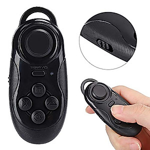 Mini VR Remote Controller, Wireless Bluetooth Gamepad, Mobile Phone Selfie Camera Shutter, Flip E Book/PPT/Nook Page, for VR Headset, Phone, TV Box, etc (Black)