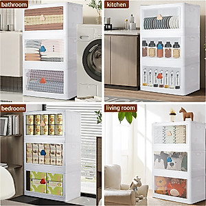 SYOSOF 60 Gal Storage Bins with Lids, 3 Pack Foldable Stackable Storage Bins with Lids, Closet Organizers and Storage, Foldable Plastic Containers for Home, Office, Dorm Room