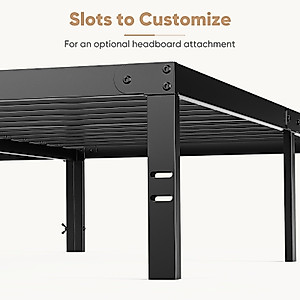 DUMOS Bed Frame - Queen Size Platform Bed Frame Metal Mattress Foundation with Steel Slat Support, No Box Spring Needed, Storage Space Under Frame, Easy Assembly, Black