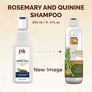 Pili Natural Rosemary and Quinine Shampoo - Strengthens Hair Follicles, Promotes Scalp Health & Hair Growth. 8.4 fl. oz.