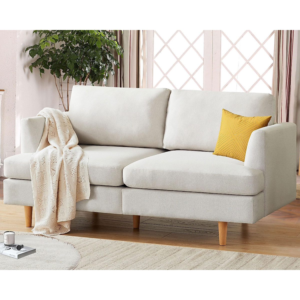 Living&Giving 65" W Loveseat Sofa with Extra Deep Seats,Love Seat Couches for Small Spaces,Mid Century Modern Small Couch for Apartment,2 Seater Couch for Living Room,Small Sofa for Bedroom