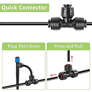 Bonviee 100FT Drip Irrigation Kit, Quick-Connect Garden Watering System for Outdoor Plants with 1/4 inch Blank Tubing Adjustable Emitters Sprinkler for Raised Bed Lawn Greenhouse Flower Pot