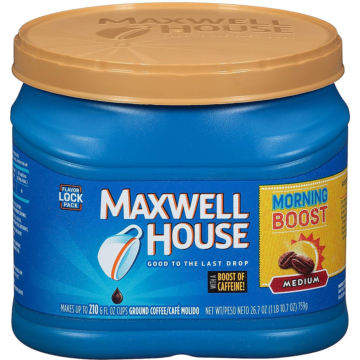 Maxwell House Morning Boost Medium Roast Ground Coffee with a Boost of Caffeine (26.7 oz Canister)