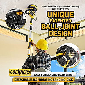 Drywall Sander, 6.5-amp Powerful Electric Drywall Sander with Vacuum, 99.5% Dust Removal, 7 Variable Speed, 900-1800RPM, Dustless Floor Sander with 26’ Power Cord for Popcorn Ceiling, Wood Floor etc