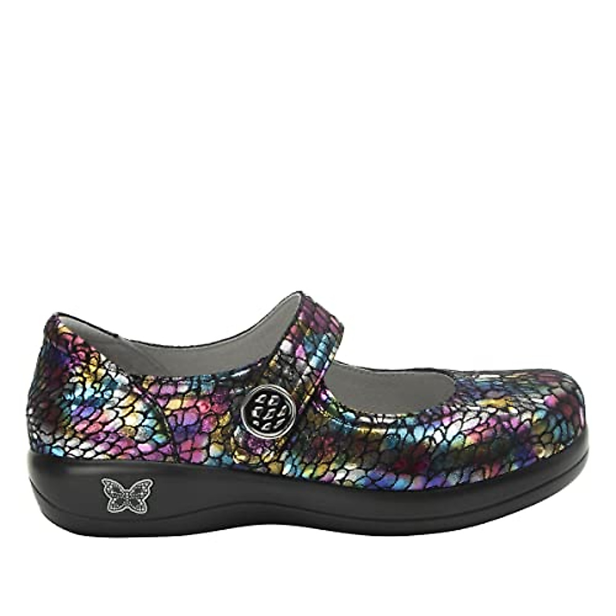 Alegria Kourtney Mary Jane Women's Comfort Shoes Minnow Rainbow Vegan Leather 7-7.5 Wide Width US
