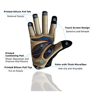 Cycling Gloves Kids Boys Girls Youth Full Finger Pair Bike Riding, Children Toddler Touch Screen Mountain Road Bicycle Warm Cold Weather Gel Padded, Color Blue Orange Age 2-11 (Blue, Small)