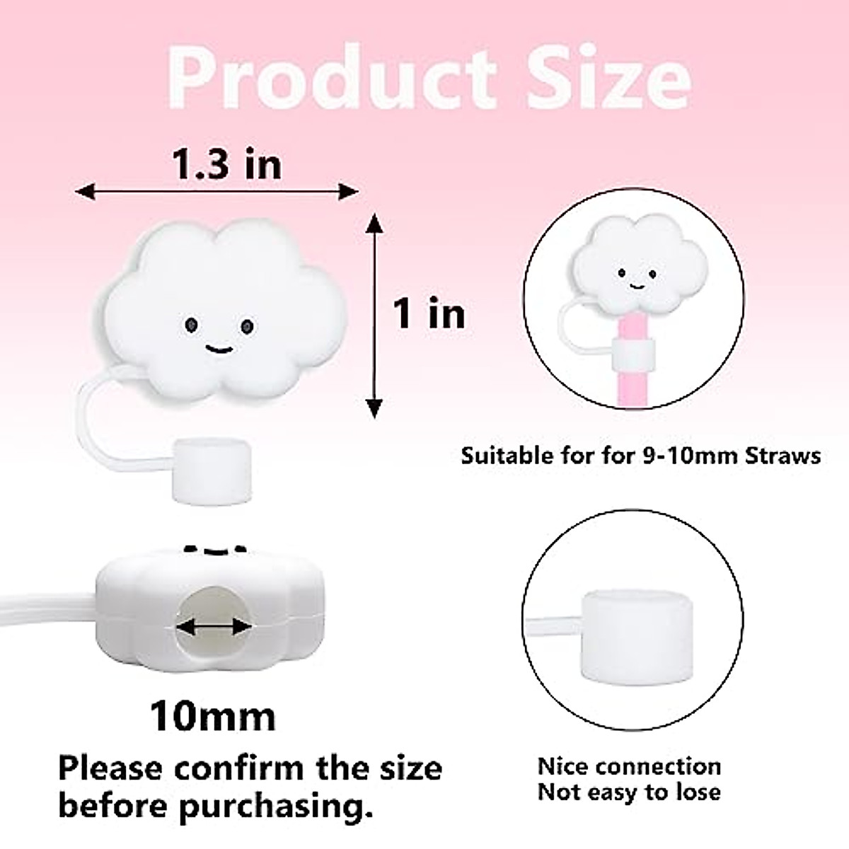 YAYAYOUNG 2 Pcs Straw Covers Cap Toppers Compatible with Stanley 30&40 oz Tumbler Cups,Reusable Cute Silicone Straw Tips Lids Protectors for 0.4 in/10mm Stanley Cups Straws Accessories