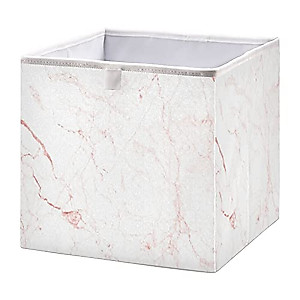 ALAZA Collapsible Storage Cubes Organizer,Rose Gold Marble Storage Containers Closet Shelf Organizer with Handles for Home Office