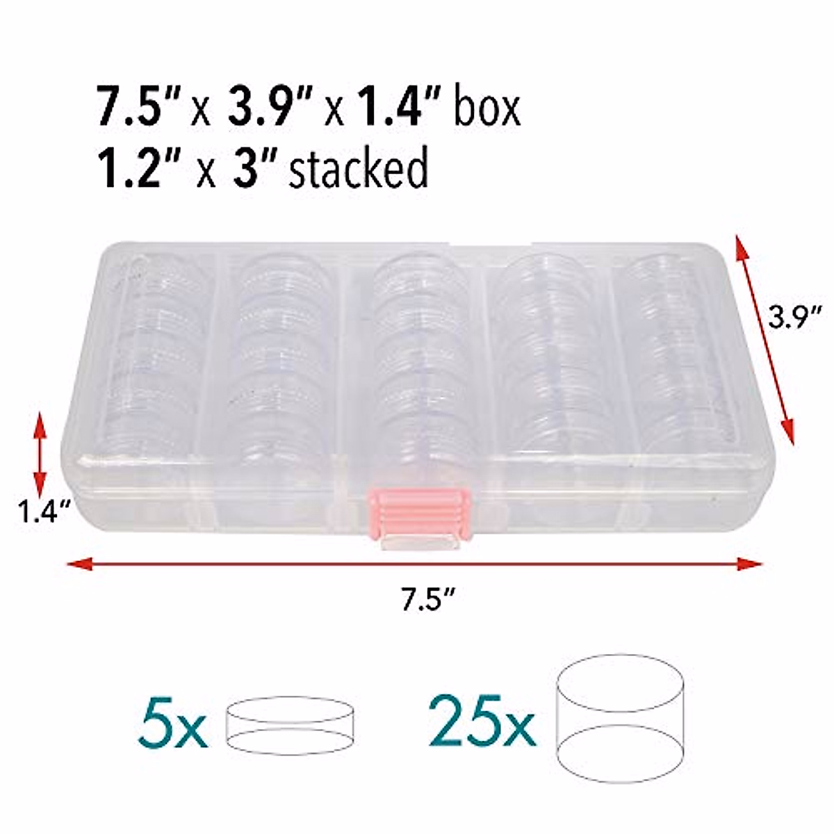 The Beadsmith Personality Case, Clear Plastic Bead Storage Case with 25 Removable and Stackable Jars, includes 5 screw top lids, Organizer Storage for Beads, Snap Lock Case for Jewelry and Crafts