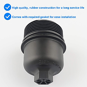 Oil Filter Housing Cap, Replace 68191350AA, 917-190 Compatible with Chrysler Dodge Jeep Ram - 200, 300, Challenger, Charger, Durango, Grand Caravan, Journey, Cherokee, Grand Cherokee, Wrangler, More