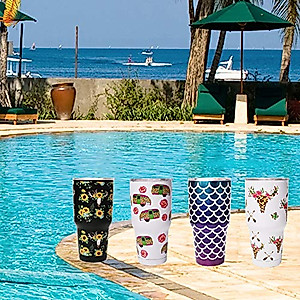 JIU HONG CHAO 30oz Sunflower Stainless Steel Tumblers Travel Cofee Mugs with Lid Sun Flower Cups Cow Skull Insulated Cup Sunflower Gifts for Women Adults (Bullskull flower)