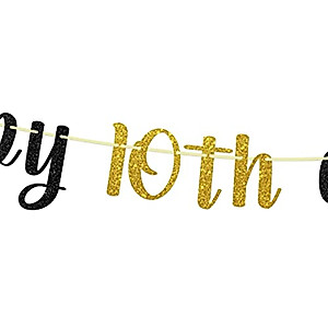 Maicaiffe Happy 10th Anniversary Banner - for 10th Wedding Anniversary / 10th Anniversary Party / 10th Birthday Party Decorations (10th)