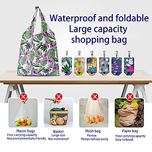 HIQU and HIST 6 Pcs Reusable Shopping Bags, Foldable Grocery Bags in Pocket, Eco-friendly Travel Recycle Shopping Bags,Waterproof and Machine Washable, for Daily Shopping Supplies load