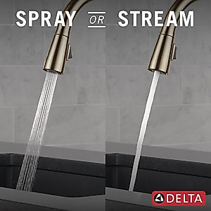 DELTA FAUCET Essa Kitchen Faucet with Pull Down Sprayer, Kitchen Sink Faucet Gold, Magnetic Docking Spray Head, Delta Kitchen Faucet Pull Down, Champagne Bronze 9113-CZ-DST